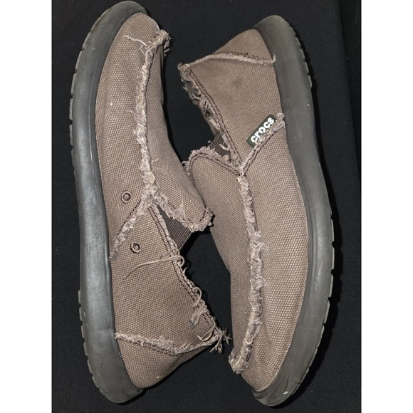 CROCS | Shoes | Crocs Santa Cruz Loafer Mens Size 3 Tan Canvas Frayed ...